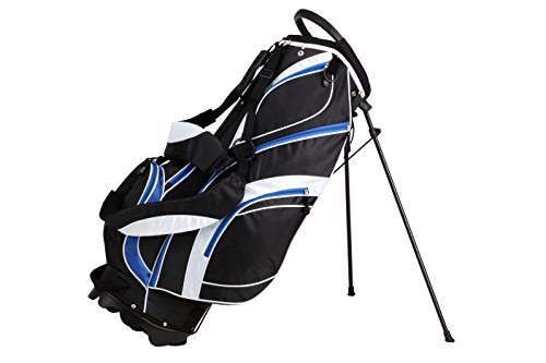 18 Piece Men's Complete Golf Club Package Set With Titanium Driver, #3 & #5 Fairway Woods, #4 Hybrid, 5-SW Irons, Putter, Stand Bag, 4 H/C's (Blue, Regular Size)