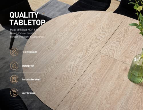 Acanva Extension Oval/Round Dining Table for 6, Expandable Butterfly Leaf & Sturdy Base, Suit for Kitchen, Living Room & Apartment, 51.2βW(+19.7β) x 51.2βD x 30.1βH, Light Oak
