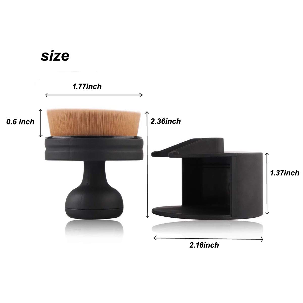 Flat round shaped Foundation Makeup Brush, Kabuki Liquid Foundation Brush Portable Cosmetic Brush Large Full Coverage Face Body Makeup Brush with Protective stand