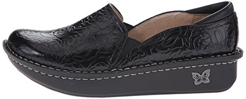 Alegria Debra Womens Professional Shoe Black Embossed Rose 7 M US