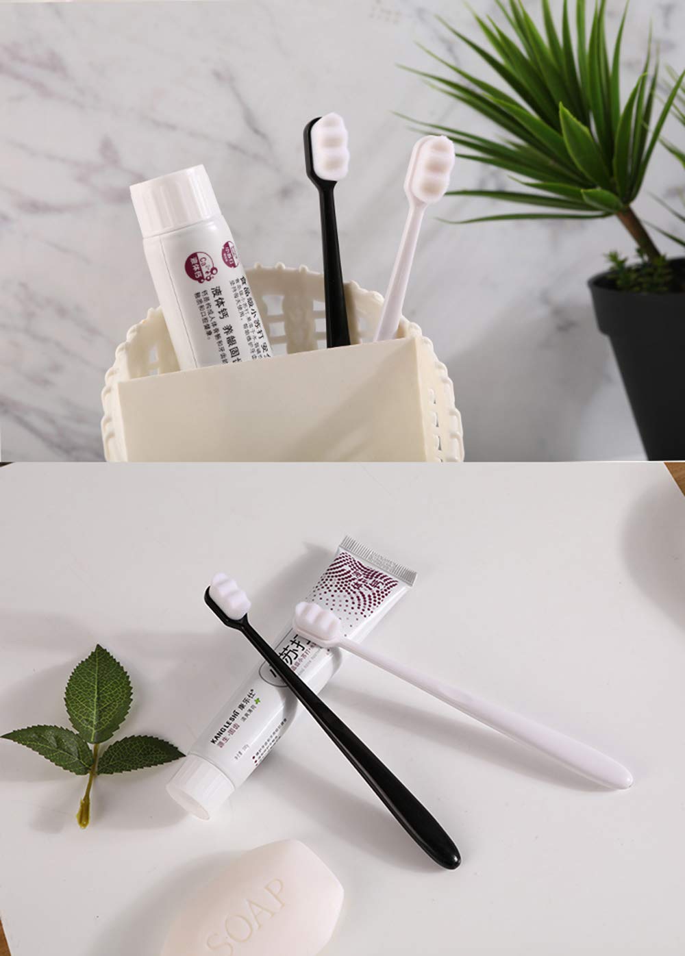 Extra Soft Toothbrush, Ultra Soft-bristled Adult Toothbrush Micro nano 12000 Floss Bristle Good Cleaning Effect for Sensitive Teeth Oral Gum Recession(2 pcs)