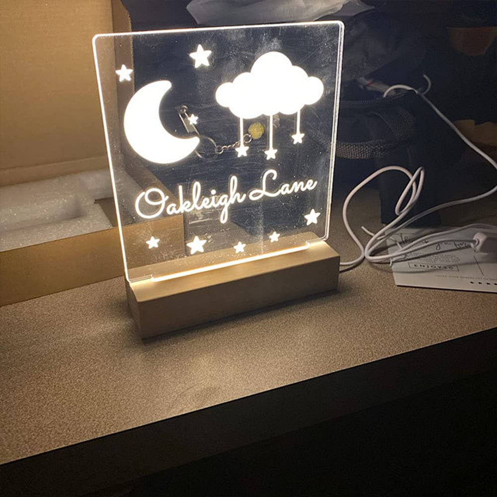 souleather Moon and Stars Custom Name Kids Bedroom, Nursery Personalized Night Light, Childs Playroom, Gift for Kids