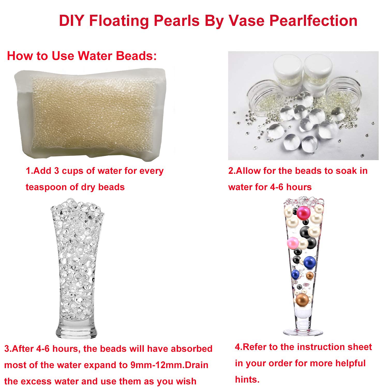 200 Pieces Floating NO Hole Pearls and 10000 Pieces Transparent Water Gels,Floating Beads Pearls for Vases,Pearl Decor(Creamy White,Yellow)