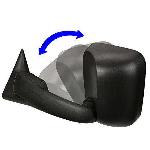 DNA Motoring TWM-010-T222-BK Pair of Manual Adjustment Towing Side Mirrors Compatible with 03-14 E-150 E-250 E-350 E-450 E-550 / Econoline,Black Housing