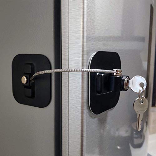 VOCOMO Refrigerator Lock, 2.8’’x2.8’’ Fridge Lock with Keys, Freezer Lock and Child Safety Cabinet Lock with Strong Adhesive (2 Pack)