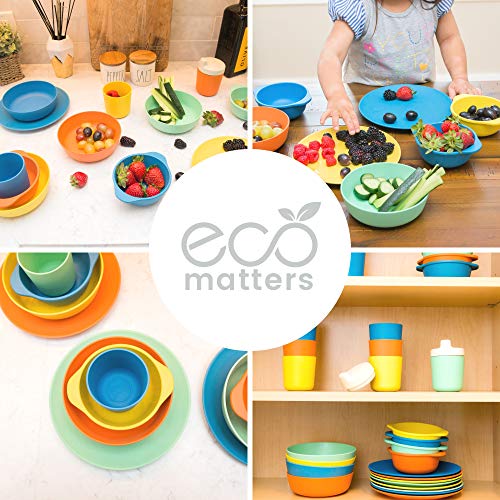ECO MATTERS Bamboo Toddler Cups: Set of 4 Cups with 【1 Spill Proof Sippy Cup Lid】Microwave Safe， Biodegradable，Reusable Drinking Cup Sets for Kids and Toddlers - BPA Free，Non-Toxic，Non Plastic