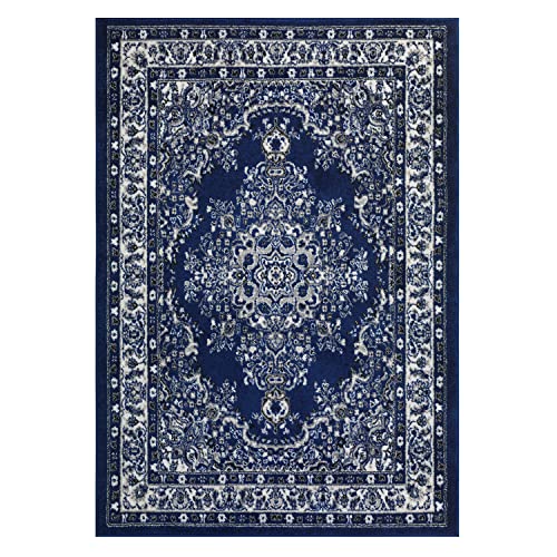 Antep Rugs Oriental 8x10 Traditional Medallion Indoor Area Rug Siesta (Navy Blue, 7'10" x 10')