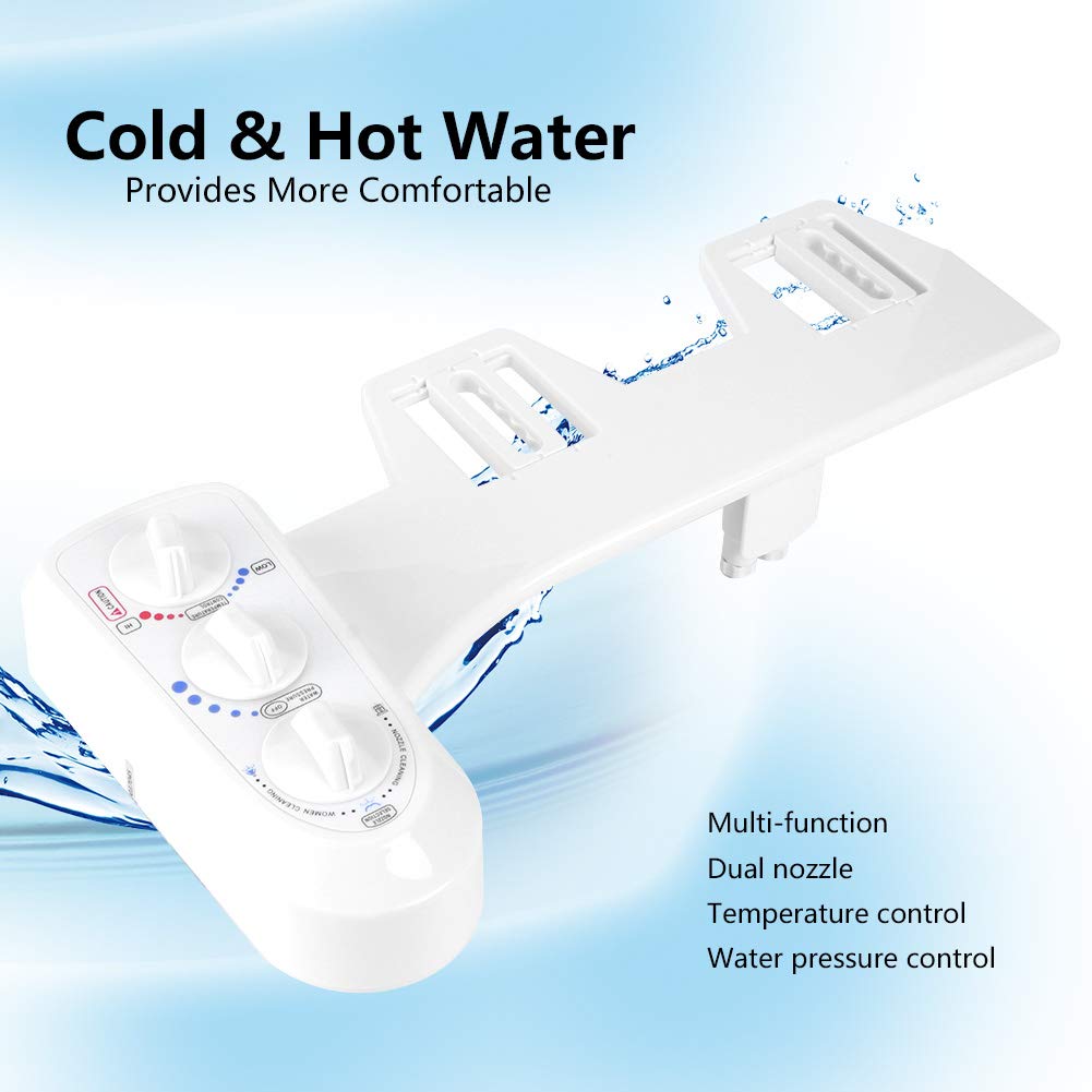 3/8 Thread Bidet Attachment, Hot and Cold Water Double Nozzle Toilet Bidet Sprayer EU Standard
