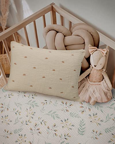 Blissful Diary Toddler Pillow with Muslin Cotton Pillowcase, 13x18 Kids Pillows for Sleeping and Traveling, Crib Pillow, Small Pillow for Kids, Toddler Bed Pillows (Rainbow)