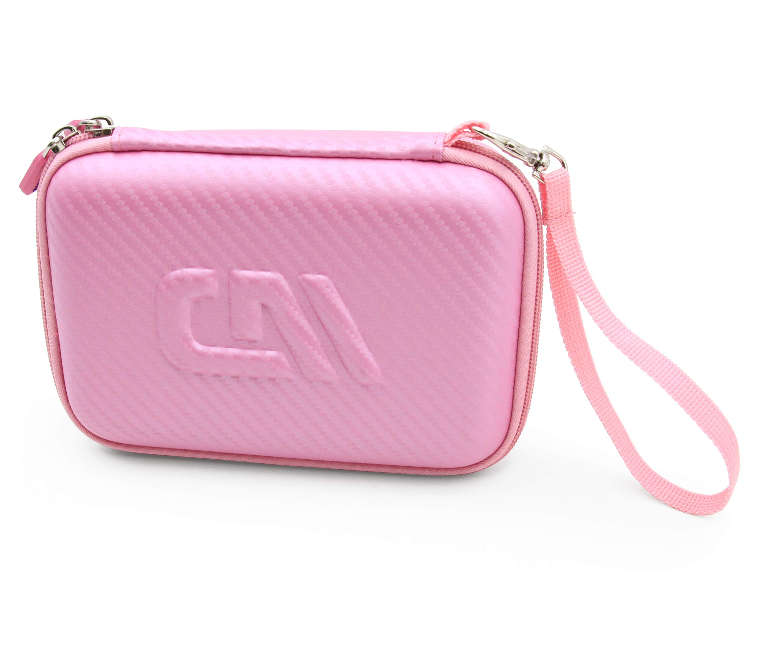 CASEMATIX Camera Travel Case Compatible with PROGRACE, Ourlife, Dragon Touch and More Waterproof Toy Camera Video Recorders - Pink Case for Toy Action Camera and Accessories