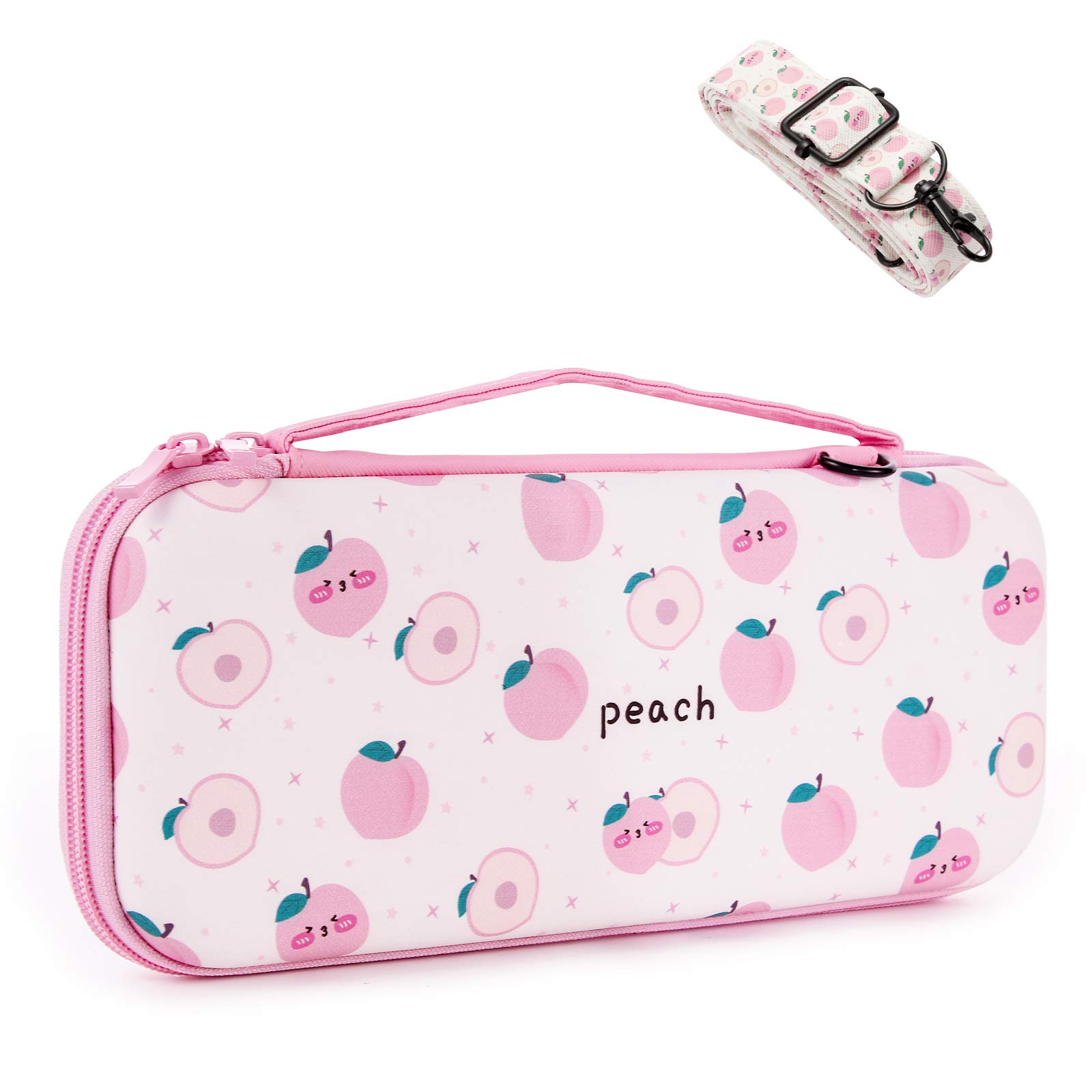 AOLDHYY Niclogi Carry Case for Nintendo Switch, Hard Shell Protective Cover Travel Carrying Bag with 12 Game Card Slots, Inner Storage Bag for Switch Console Controller & Game Accessories, Peach Pattern