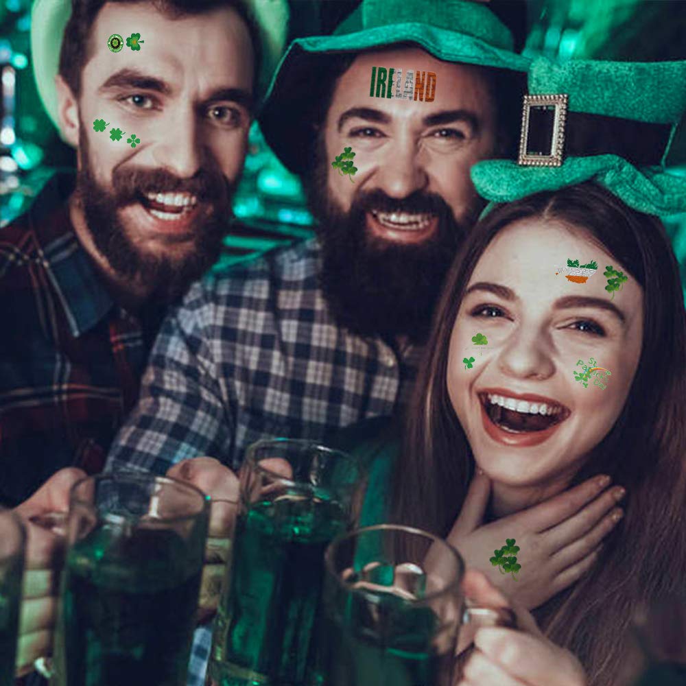 St Patricks Day Tattoos,Shamrock Tattoos,Saint Patricks Day Temporary Tattoos Stickers for Face,Clover Tattoo,