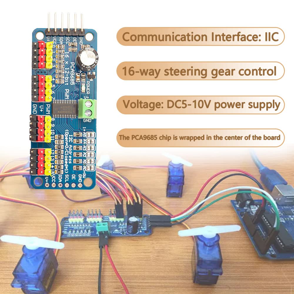 2pcs PCA9685 16 Channel 12 bit PWM Servo Motor Driver IIC Interface Compatible with Arduino Raspberry Pi