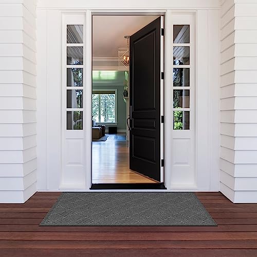 Apache Mills Textures Crosshatch Entrance Mat, 3-Feet by 5-Feet, Charcoal (60-461-1901-3x5)
