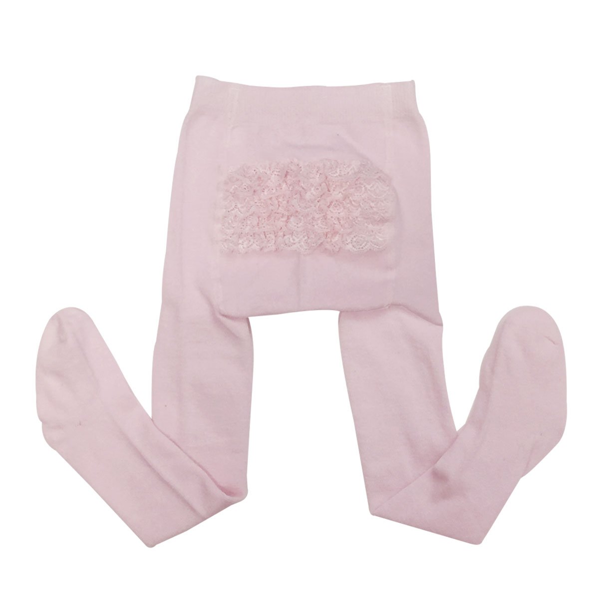 Bowbear 2-Pair Little Girl Ruffle Bottom Cotton Tights (Pink & Ivory), 6-12 Months