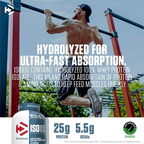 Dymatize ISO 100 Whey Protein Powder with 25g of Hydrolyzed, Chocolate, 1.6 Pound (Pack of 1), 25.6 Ounce
