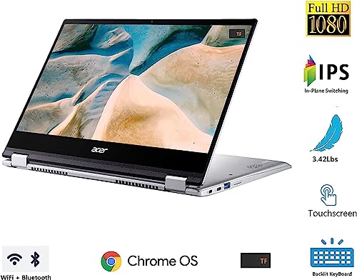 acer 2023 Newest Premium Spin514 2in1 Chromebook: 14" FHD IPS Touch Display, Powerful AMD Ryzen3(Up to 3.5GHz), 8GB RAM, 128GB eMMC SSD, AMD Radeon Graphics, USB-C, WiFi, BT, Backlit-KYB, Chrome OS