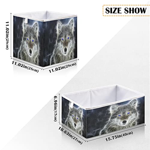 Blueangle Cool Wolf Animal Rectangle Storage Bin, 15.8 x 10.6 x 7 in, Large Collapsible Organizer Storage Basket for Home Décor(435)