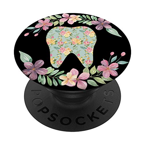 Dental Assistant Gift Hygienists Flower Power Floral Tooth PopSockets Grip and Stand for Phones and Tablets