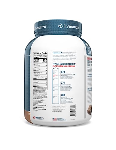 Dymatize ISO 100 Whey Protein Powder with 25g of Hydrolyzed 100% Whey Isolate, Fudge Brownie, 49 Ounce