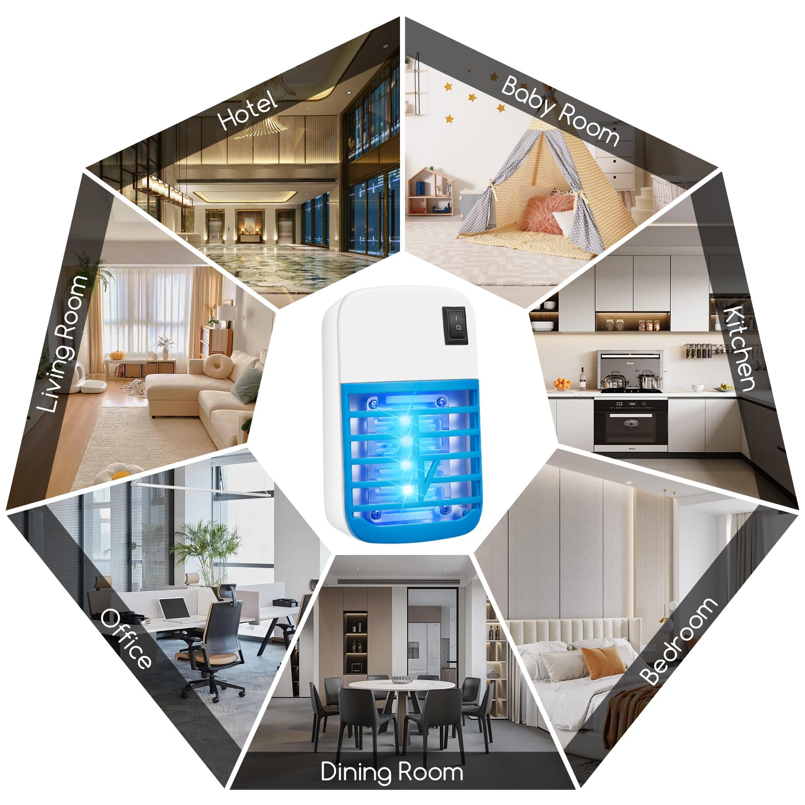 4Pack Bug Zapper Indoor,Electronic Fly Trap Insect Killer,Plug in Electronic Mosquitoes Zapper with Blue Lights Portable Home Insects Zapper for Office,Home,Kitchen,Bedroom,Living Room,Baby Room