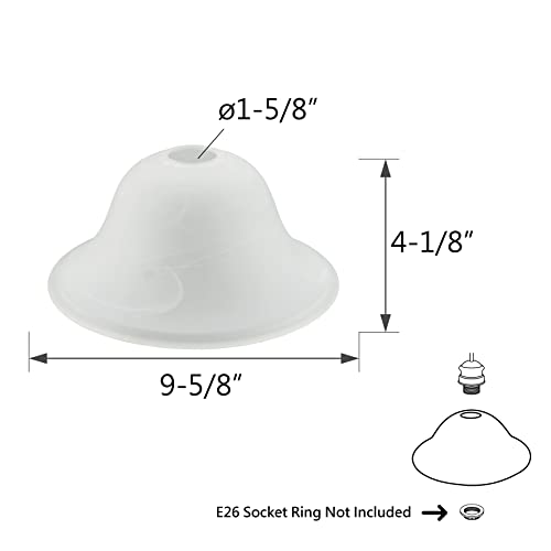 Aspen Creative 23505-01 Frosted Shade for Medium Base Socket Torchiere, Swag Lamp, Pendant, 9-5/8" Diameter x 4-1/8" High, 1 Pack Replacement Glass, Alabaster