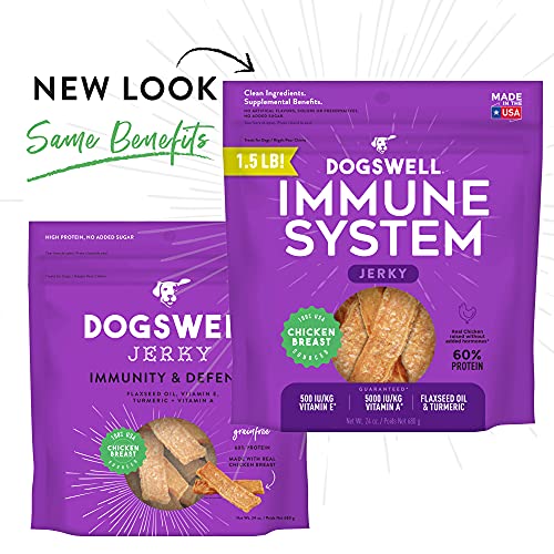 DOGSWELL Immunity & Defense, Flaxseed Oil, Turmeric, Vitamin E & A, Healthy Aging, Chicken Jerky 24 oz (842197)