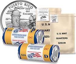 2009 Puerto Rico Quarter Two Roll Set R64 P/D US Mint 80 BU Coins