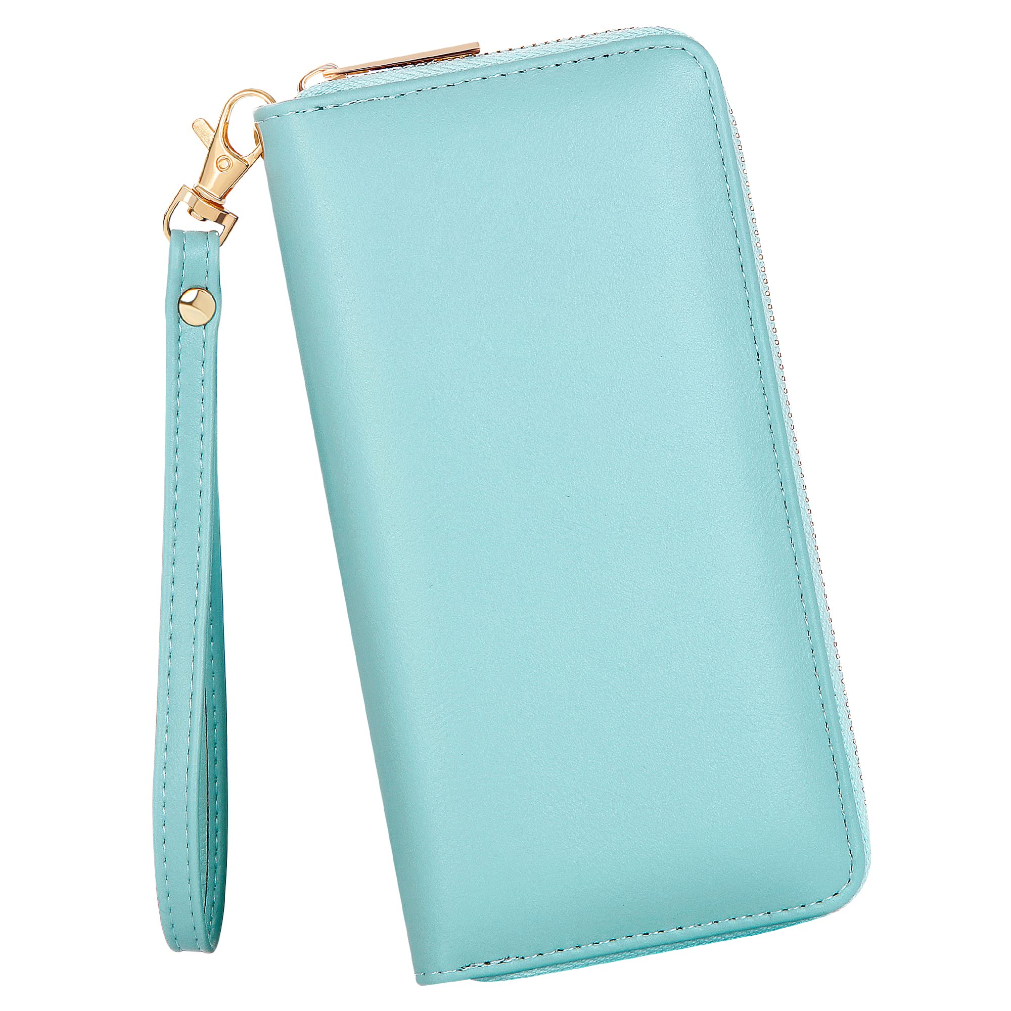 Badiya Women Rfid Blocking Leather Wallet Embossed Zip Around Clutch Purse with Wristlet