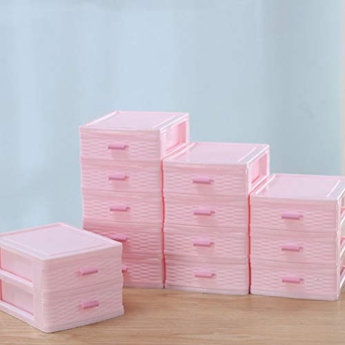 DOITOOL Storage Containers Desktop Jewelry Storage Drawer Makeup Organizer Earring Holder Stand Cosmetic Storage Container for Home Girl Bedroom (Pink) Desk Organizer Caddy