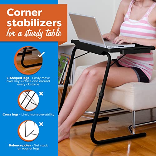 Table-Mate II PRO TV Tray Table - Folding Table with Cup Holder and Tablet Slot- Couch Desk for Working from Home, TV Trays for Eating, Portable and Adjustable TV Table, Black