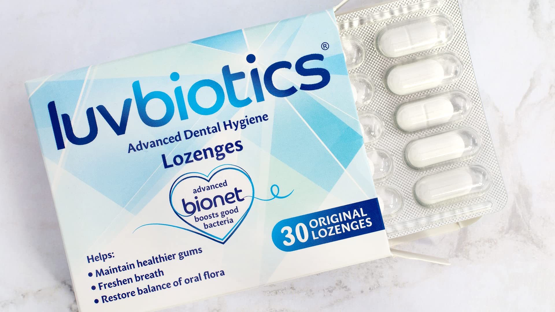 Luv Biotics Original Mint Lozenges with Probiotics, Xylitol & Aloe Vera - 30 Lozenges