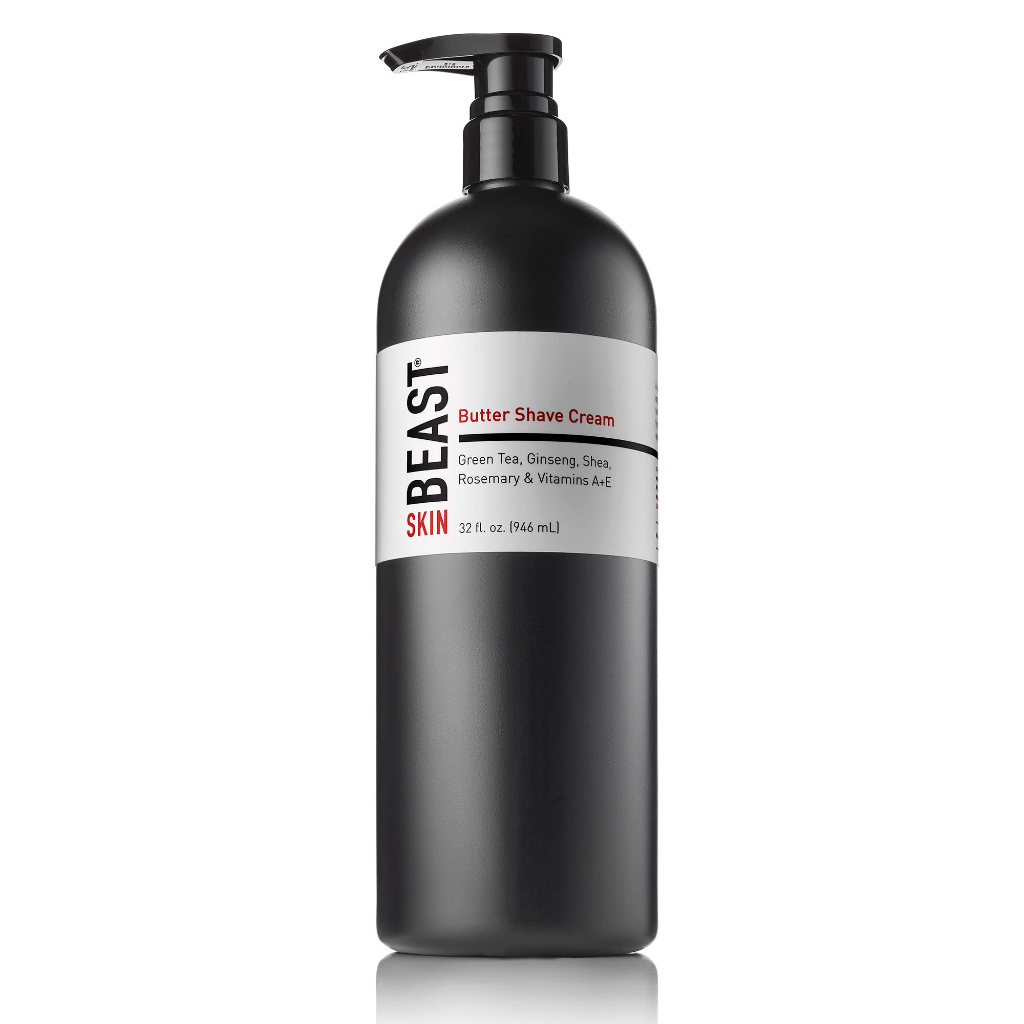 Beast Butter Whole Body Shave Cream - Organic Aloe, Gentle Oats, Ginseng, Vitamins - Super Smooth Slick Foamless - Shaving Lotion Face Head Body Butt Balls Legs Mens Womens - Tame the Beast (32 oz)