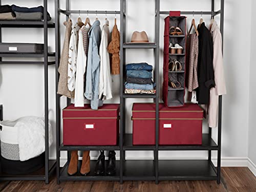 Covermates Keepsakes - Storage Box - Heavy Duty Polyester - Reinforced Handles - ID Window - Indoor Storage - Closet Storage-Red