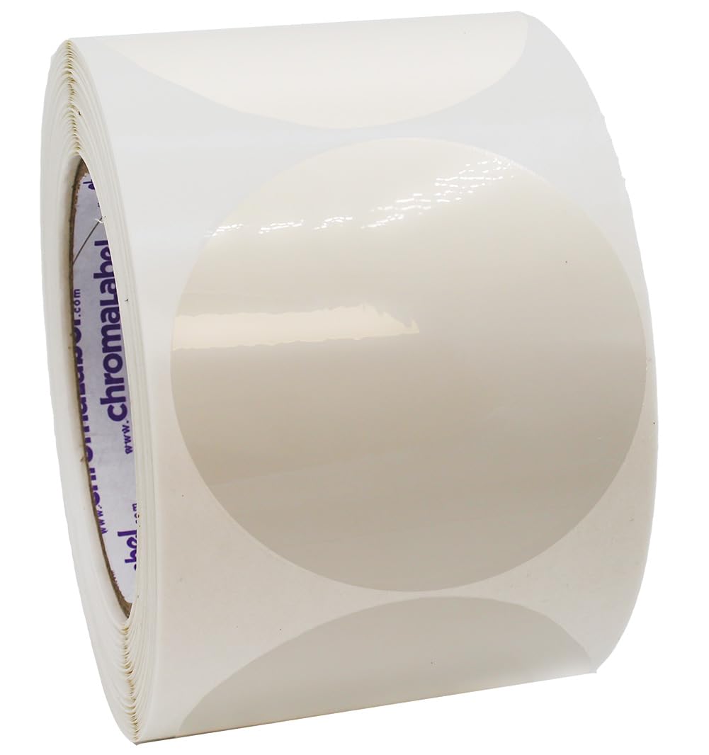 ChromaLabel 0.75 Inch Clear Transparent Dot Stickers, 500 per Roll, Non Perforated
