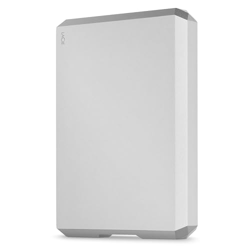 LaCie Mobile Drive 4TB External Hard Drive Portable HDD – Moon Silver USB-C USB 3.0, for Mac and PC Desktop, 1 Month Adobe CC (STHG4000400)
