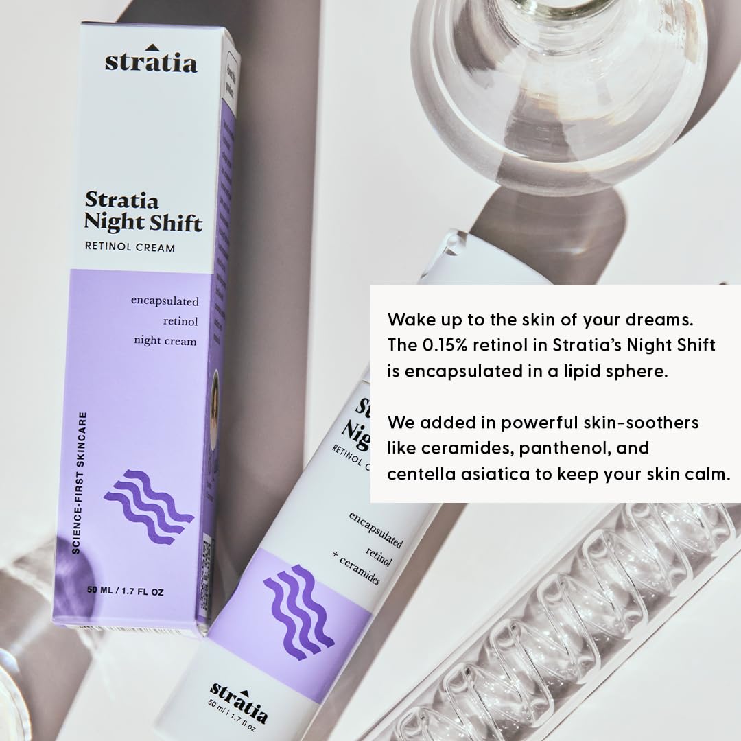 Stratia Night Shift - Age-Defying Night Cream with Encapsulated Retinol - Formulated for All Skin Types, 1.7 Fl Oz