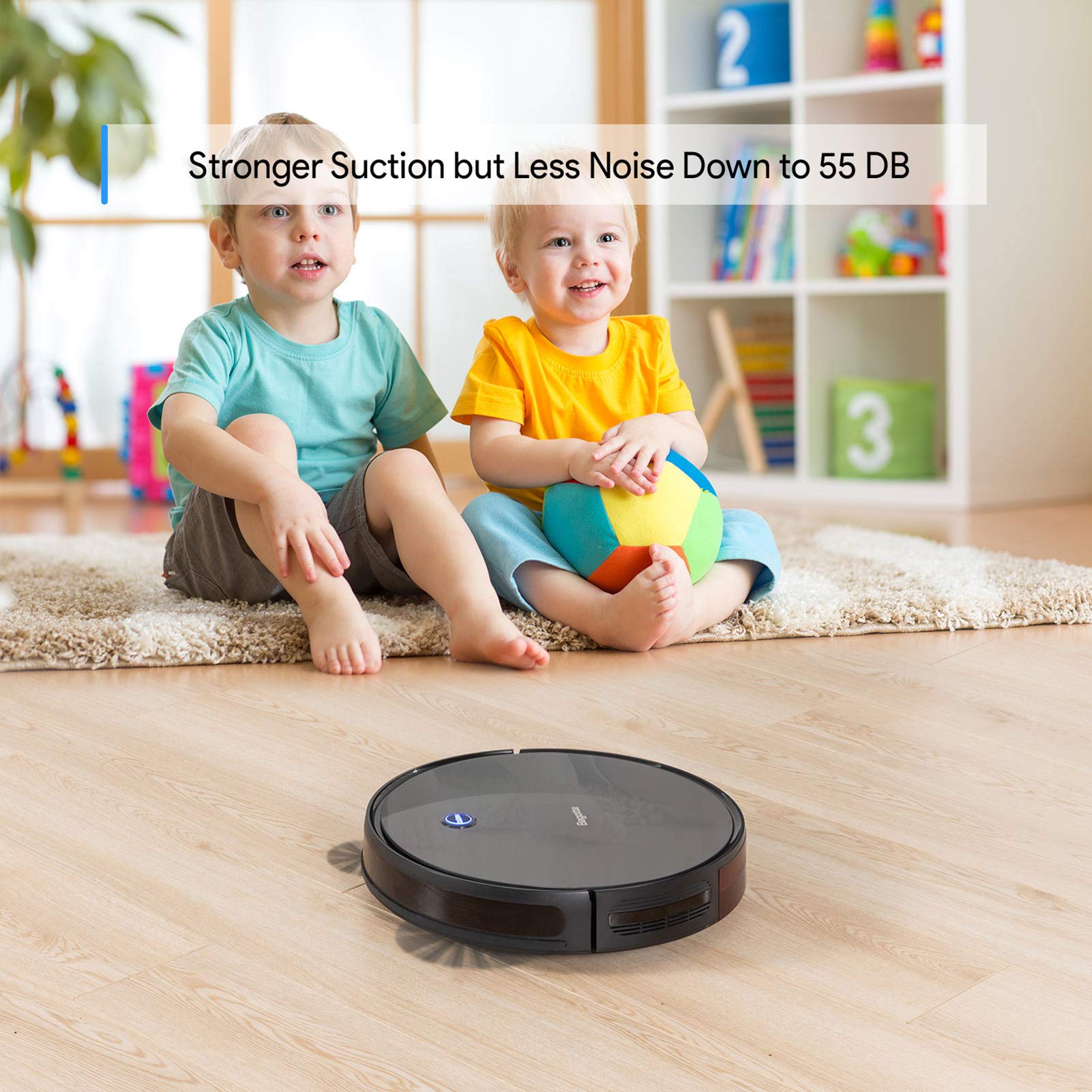 Bagotte BG600 Robot Vacuum Cleaner, Super-Thin & Quiet, High Suction, Smart Self-Charging Robotic Vacuum Cleaners Automatic Sweeper for Pet Hairs, Hard Floor, Medium Carpet