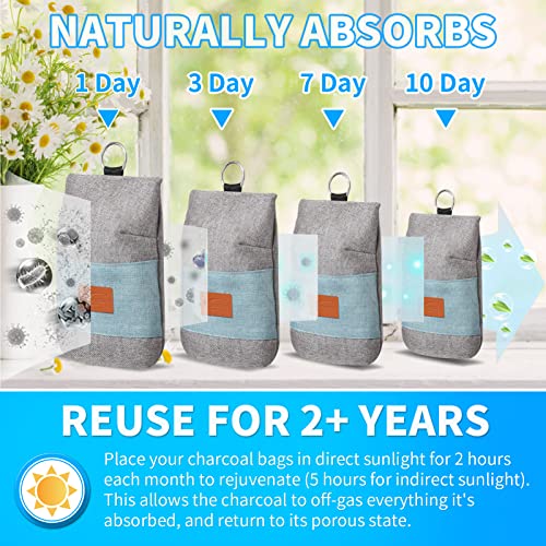 6 Pack Nature Fresh Charcoal Air Purifying Bag Charcoal Bags Odor Absorber, Closet Deodorizer Smoke Closet Car Fridge Shoe Dog Odor Bathroom Gym Refreshers Eliminator, Work From Home Essentials.