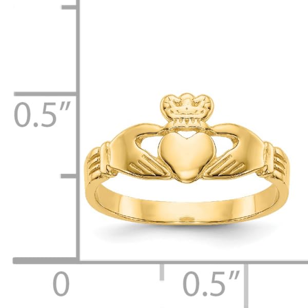 14K Yellow Gold Irish Heart Love Claddagh Ring Size 3