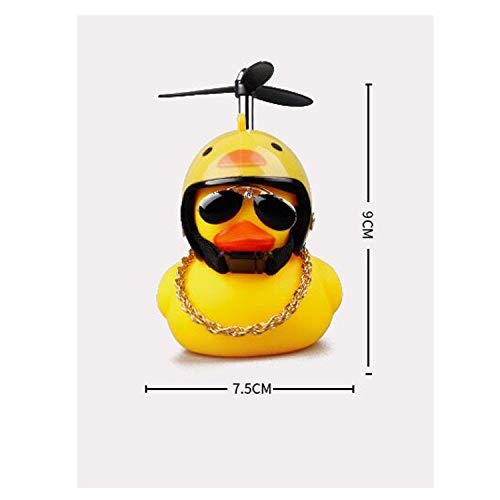 Rubber Duck Toy Car Ornaments Yellow Duck Car Dashboard Decorations with Propeller Helmet (Black＆White)