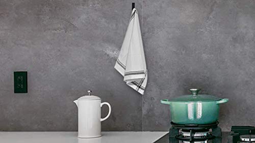 WHITEWRAP Kitchen Towels | 100% Cotton Dish Towels Premium Quality | 15"x25" Black Stripes 6-Pack | Hand Towels, Tea Towels, Dish Cloths| Highly Absorbent Bar Towels