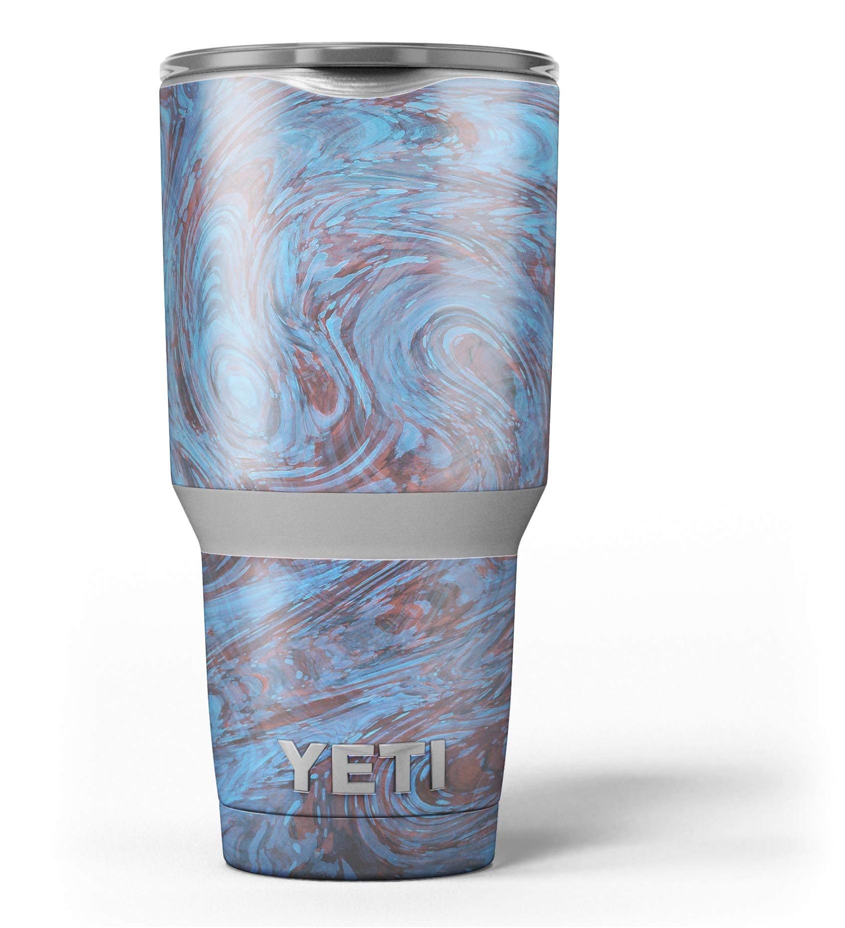 Design Skinz Blue Slate Marble Surface V41 - Skin Decal Vinyl Wrap Kit Compatible with The Yeti Rambler Cooler Tumbler Cups