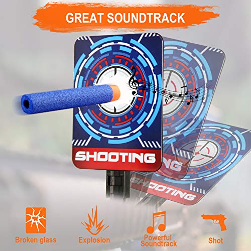 Electronic Shooting Target Scoring Auto Reset Digital Targets for Nerf Guns Toys with a Support Cage & Net, Christmas Birthday Gifts Toy for Kids-Boys & Girls