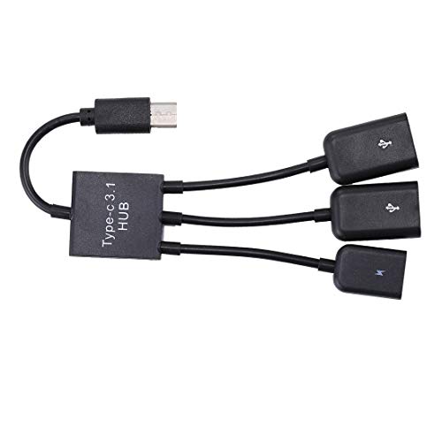 Leya-US Spare Part Portable USB-C/Type-C Male to Dual USB Ports Female + Micro USB Female Mini Cable Hub Splitter Adapter