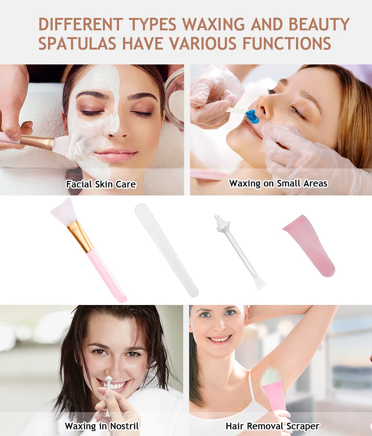 TCJJ 15PCS Non-stick Wax Sticks Reusable Wax Spatulas Wax Applicators Large Small Plastic Scraper for Hair Removal Waxing and Beauty Makeup