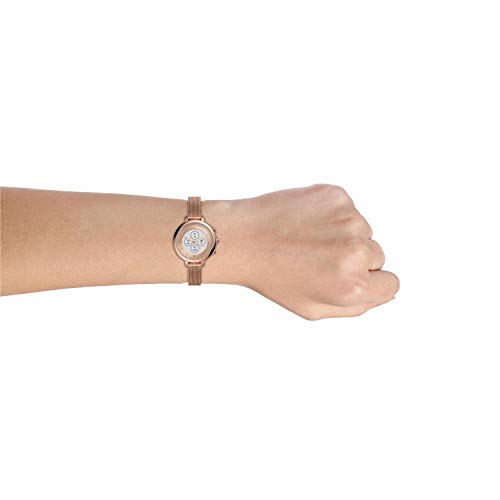 Fossil Women's 38mm Monroe Stainless Steel Mesh Hybrid HR Smart Watch, Color: Rose Gold (Model: FTW7039)