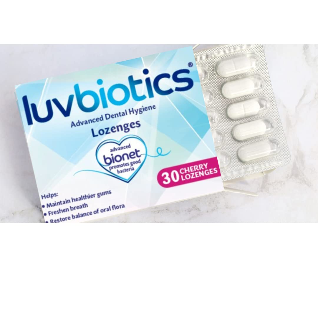 Luv Biotics Cherry Lozenges with Oral Probiotics, Xylitol & Aloe Vera - Pack of 30 lozenges