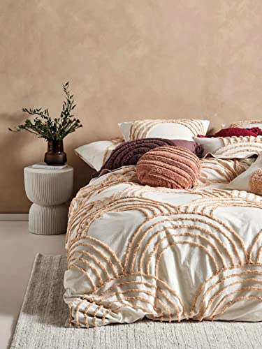 3 Piece Tufted Cotton Duvet Cover Set, Boho Bedding Queen King Comforter Cover with Pillowcases by Craft Aura (Full/Double 80x90 Inches)