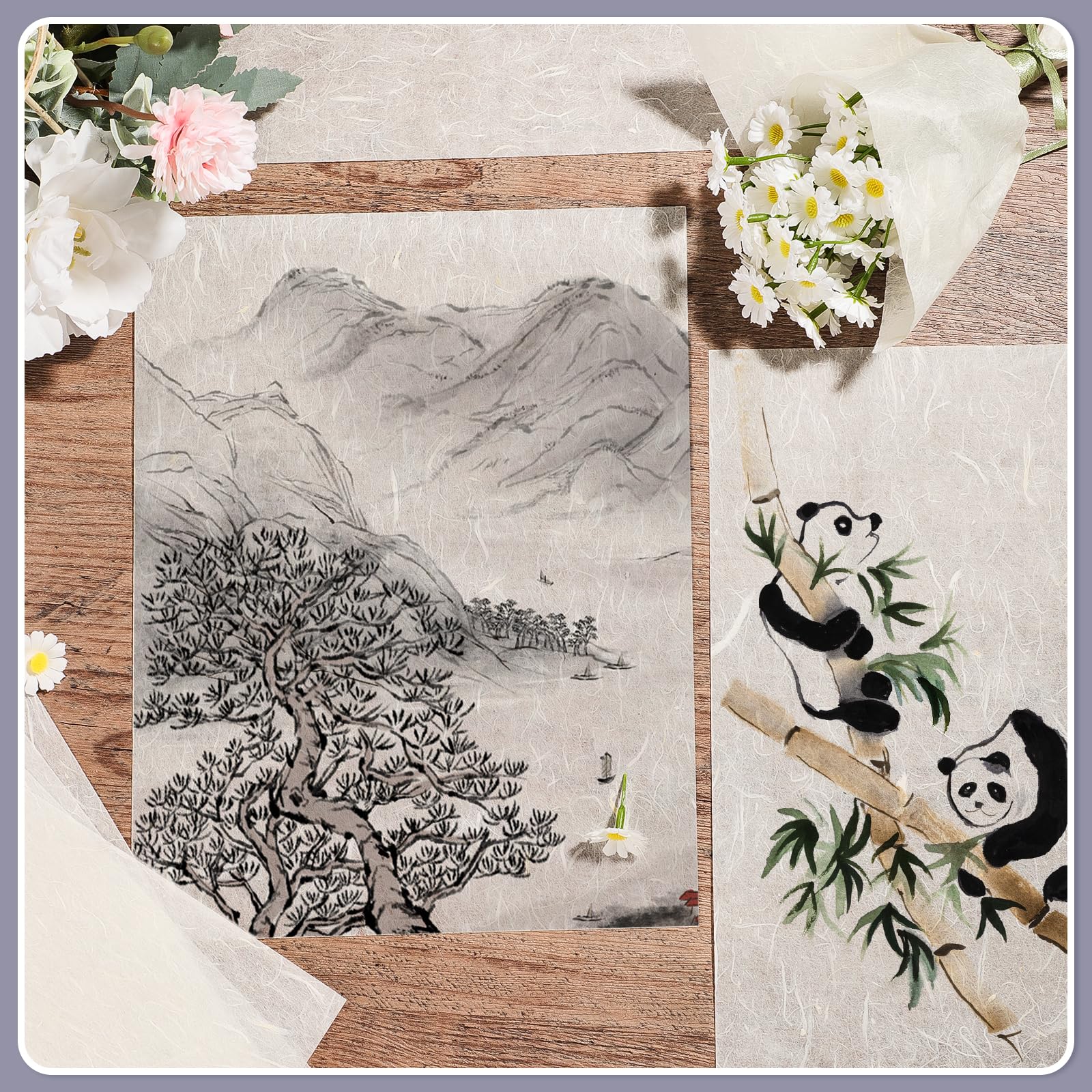 60 Sheets A4 Mulberry Paper Sheets Natural Fiber Rice Paper 8.5 x 11in Decoupage Paper Decorative Paper Tissue Paper for DIY Crafts, Calligraphy, Painting, Gift Wrap